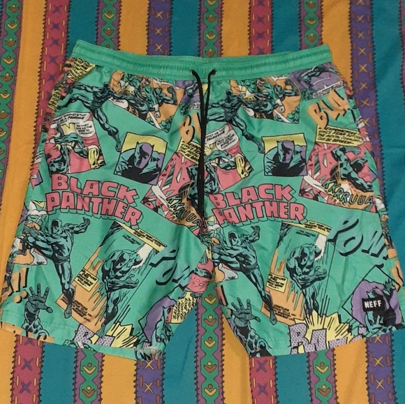 Marvel | Swim | Neff Black Panther All Over Print Comic Book Board ...
